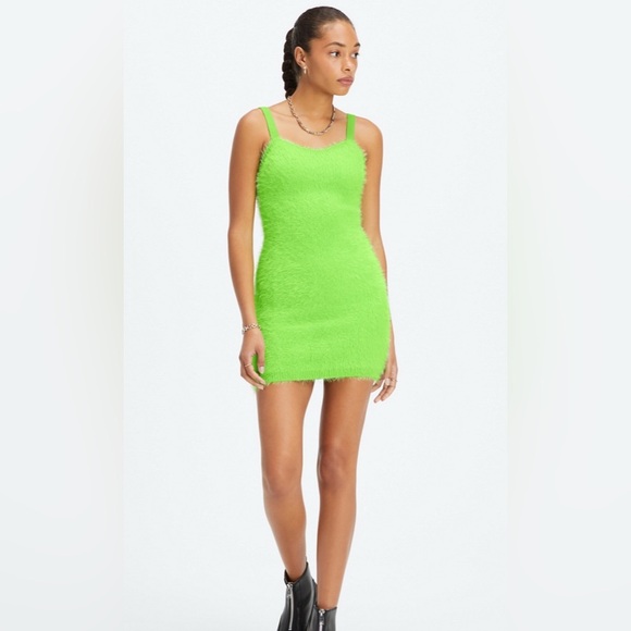 Fabletics | Dresses | Fabletics Neon Green Textured Mini Dress | Poshmark